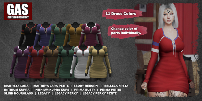 Second Life Marketplace - GAS [Dress Zoey - 11 Colors w/HUD FAPTPACK]